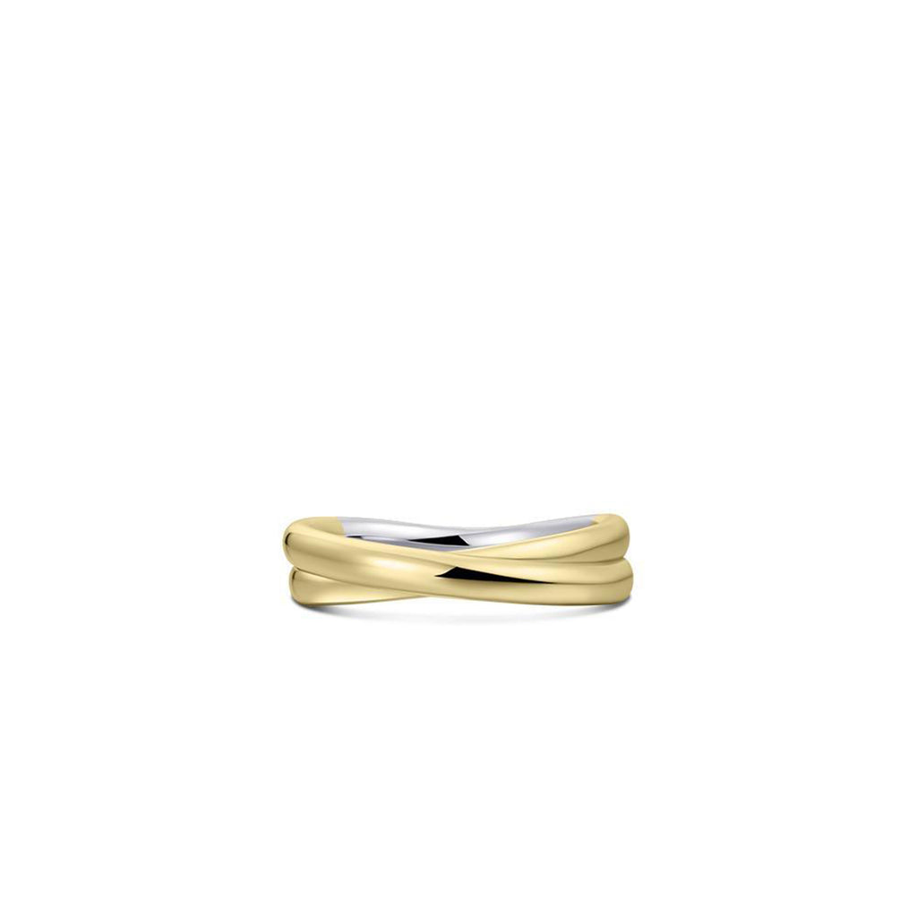 Gisser 18ct Yellow Gold Plated Crossing Bold Bands Ring – Chatfields ...