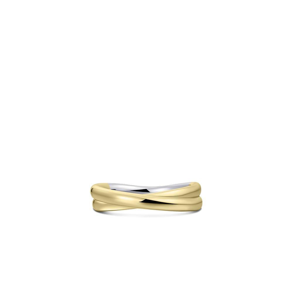 Gisser 18ct Yellow Gold Plated Crossing Bold Bands Ring – Chatfields ...