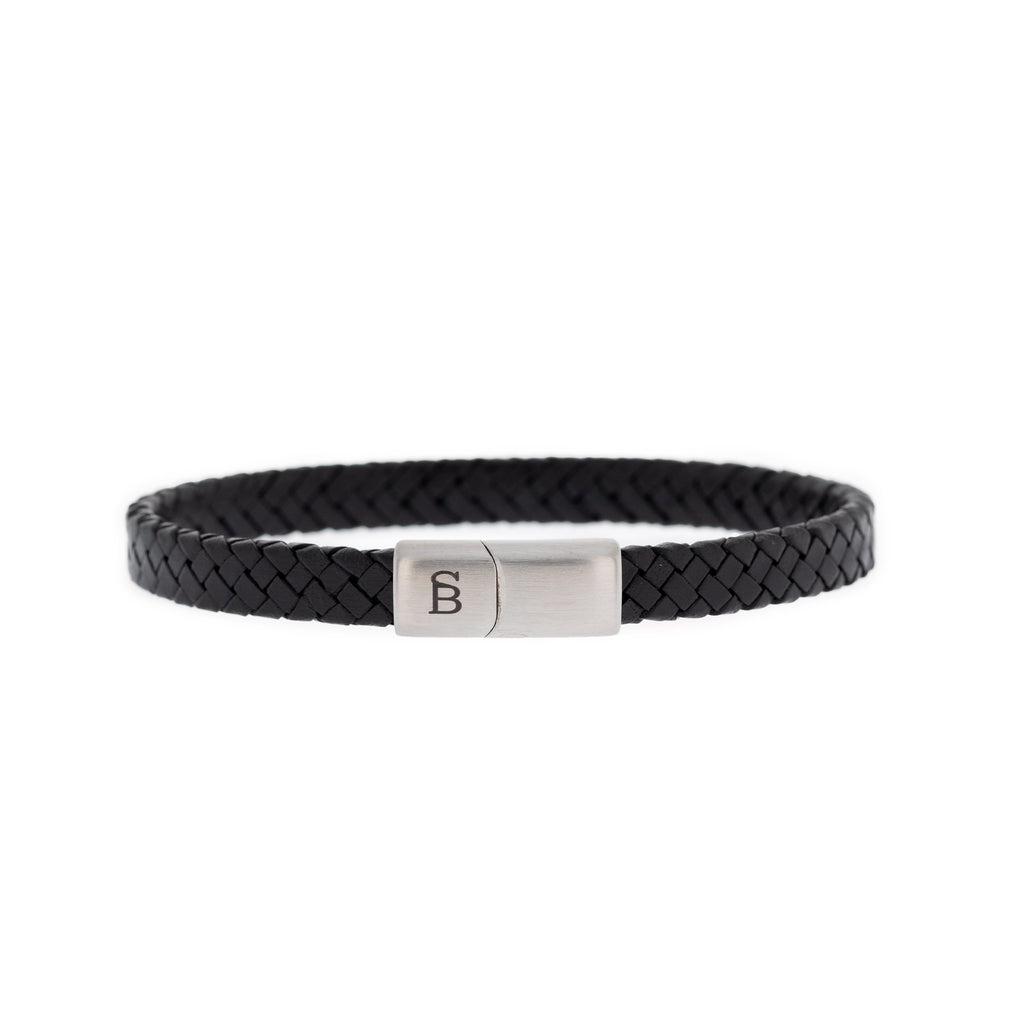 Steel & Barnett Riley Black Leather Bracelet - Small – Chatfields Jewellers