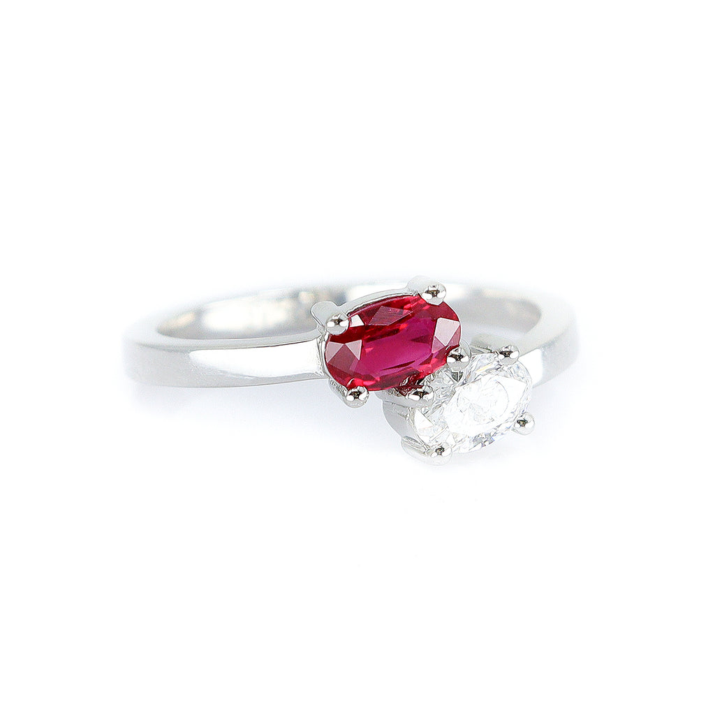 Platinum Ruby & Diamond Toi et Moi Ring – Chatfields Jewellers